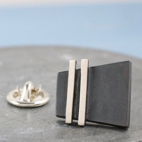 Geometric Tie Pin. Black Pinstripe - Etsy