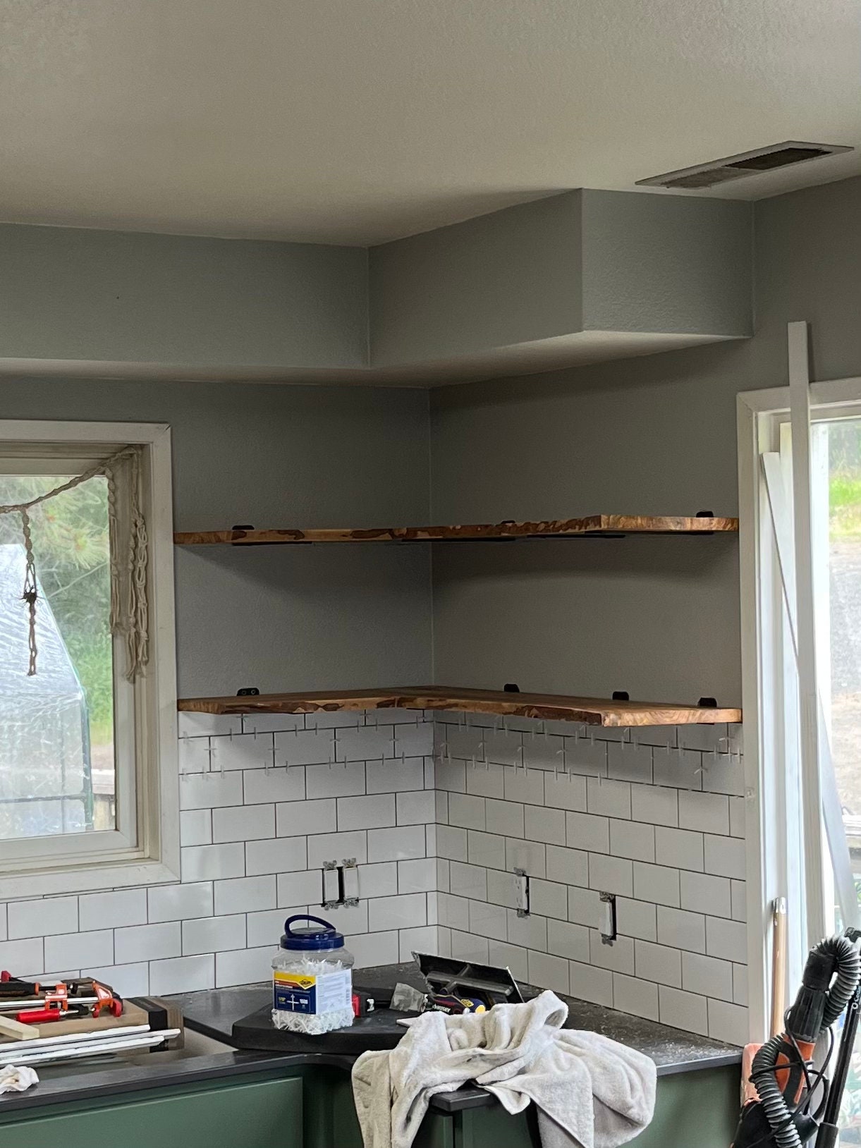 Live Edge Olive Wood Kitchen Shelves and Corner Shelves - Etsy