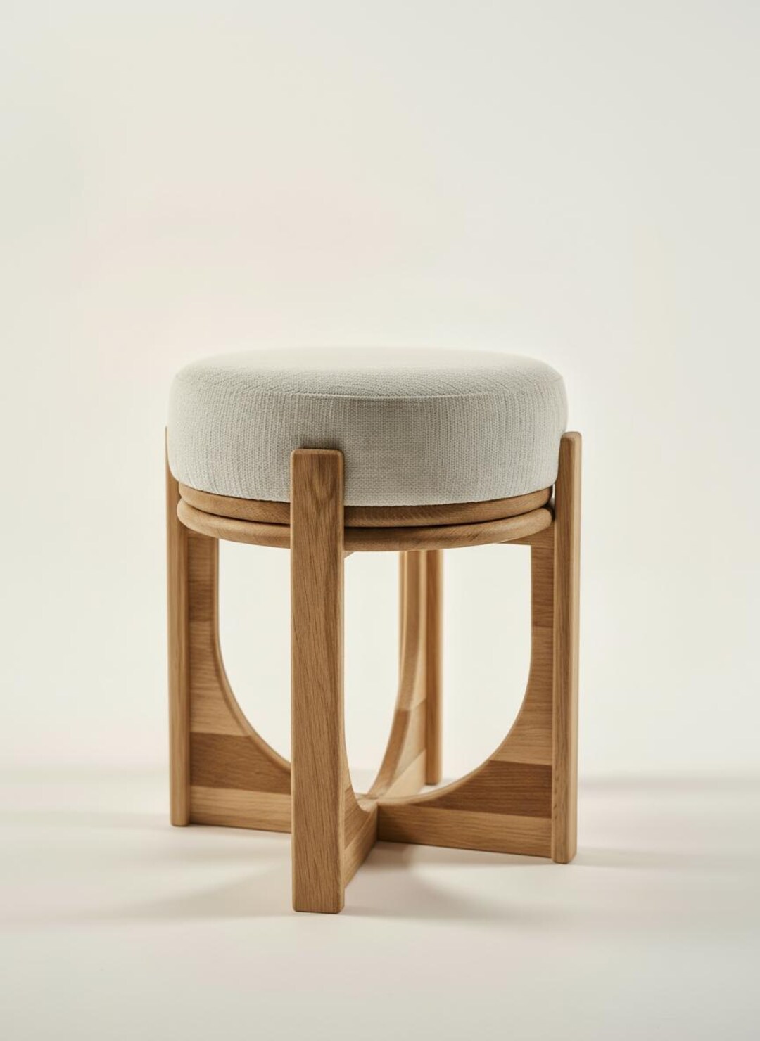 Ottoman Pouf Stool: Solid Oak Wood Minimalist Versatile End Table and ...