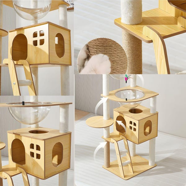 Cat Bridge, Cat Shelves, Cat Ladder Floating, Wooden Furniture for Cat ...