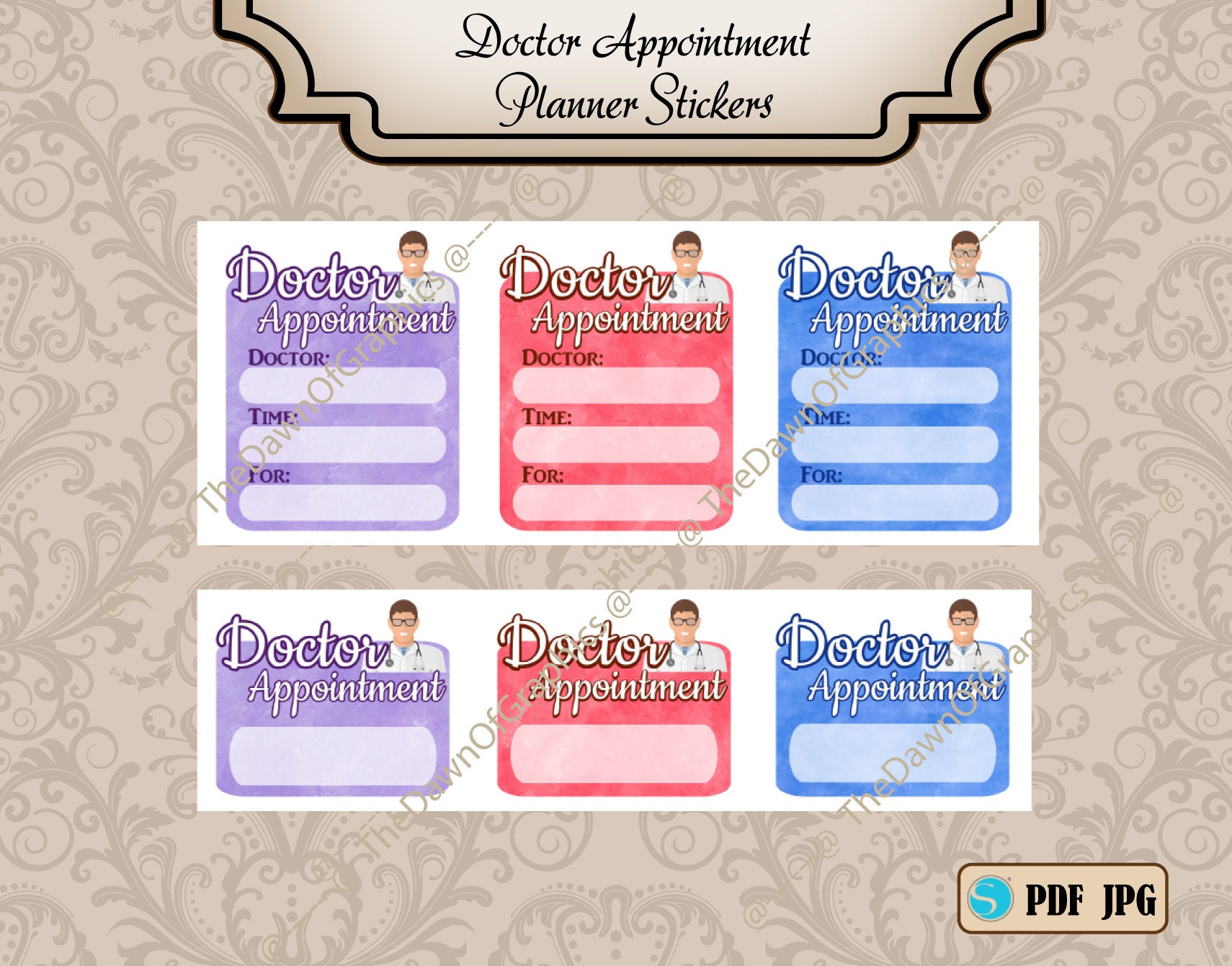 Printable Digital Doctor Appointment Planner Stickers for Bullet ...