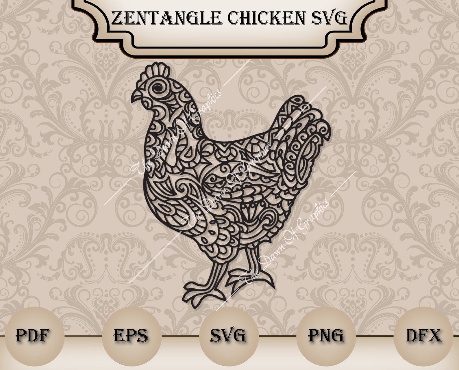 Zentangle Chicken SVG, Mandala Chicken SVG, Silhouette Chicken SVG File ...