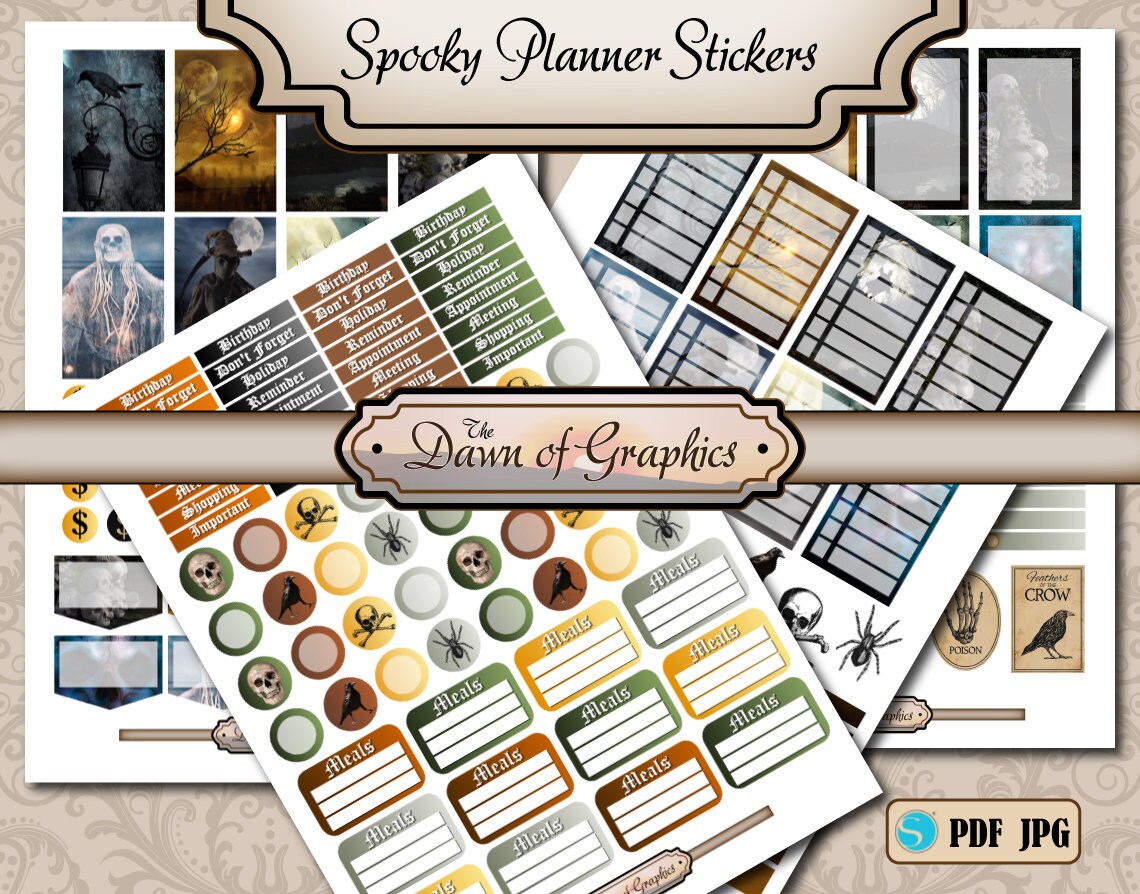 Spooky Halloween Printable Digital Happy Planner Sticker Kit for ...