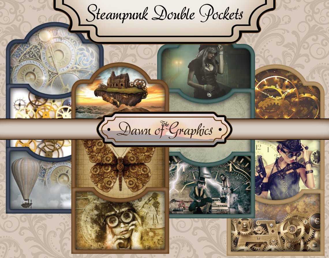 Printable Steampunk Double Pocket Envelopes for Junk Journals Planners ...