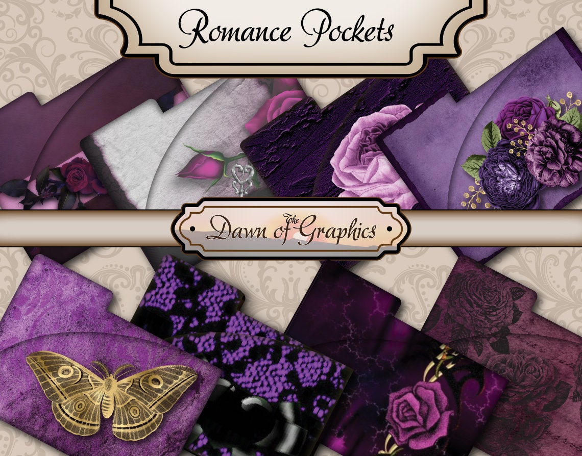Printable Gothic Romance Pocket Envelopes for Junk Journals Planners ...