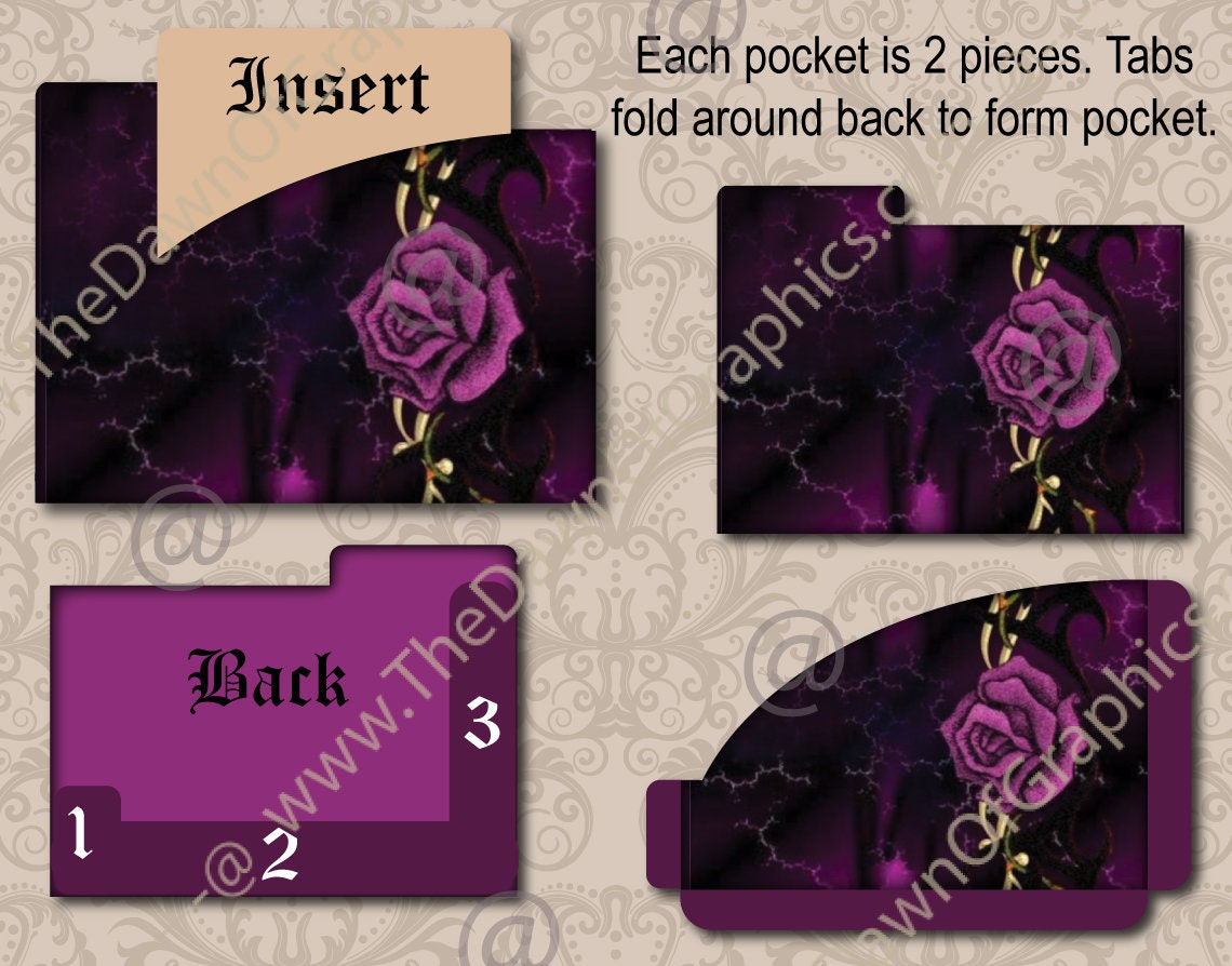 Printable Gothic Romance Pocket Envelopes for Junk Journals Planners ...