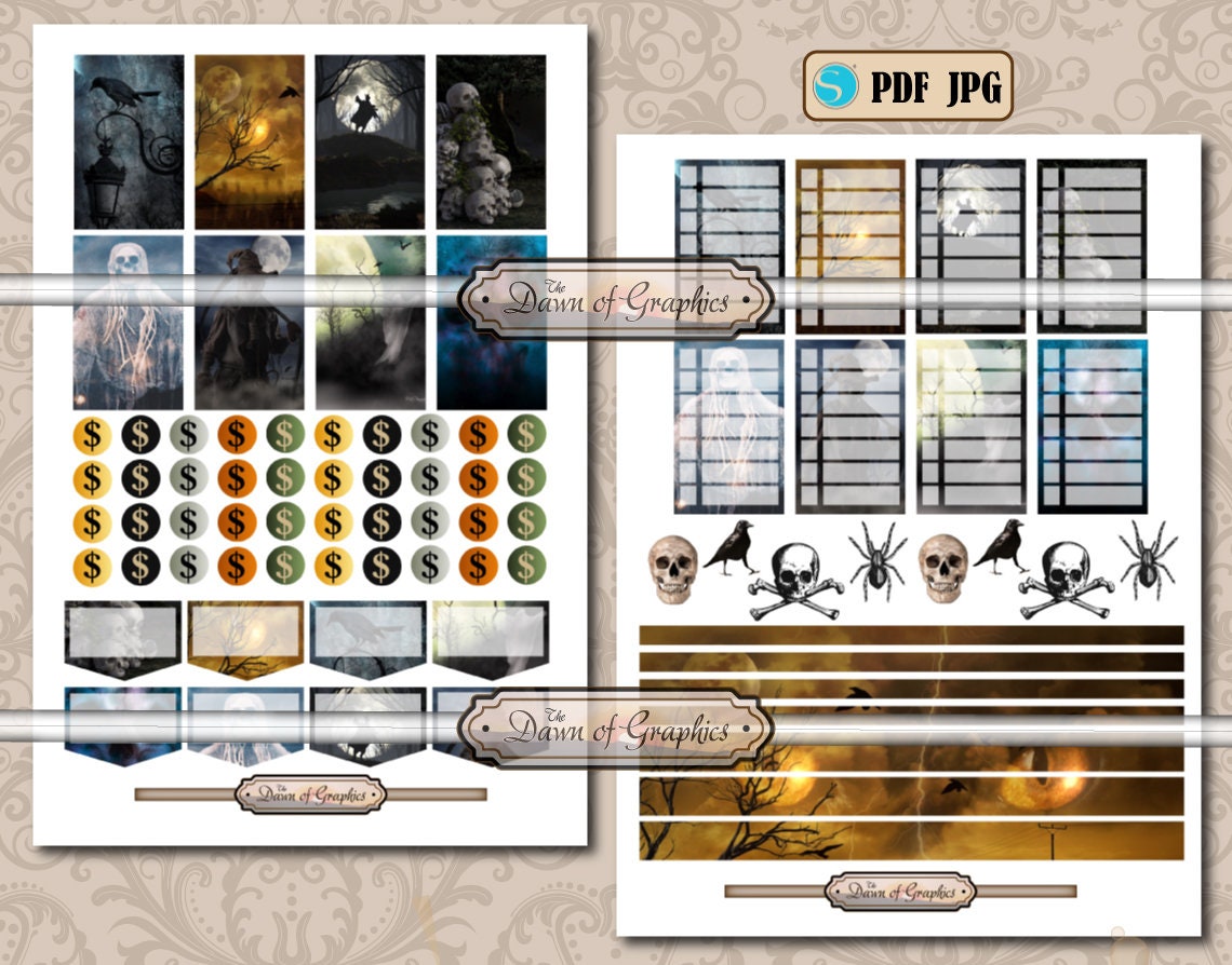 Spooky Halloween Printable Digital Happy Planner Sticker Kit for ...