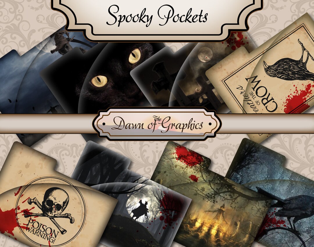 Spooky Halloween Pocket Envelopes for Junk Journals Planners Travelers ...