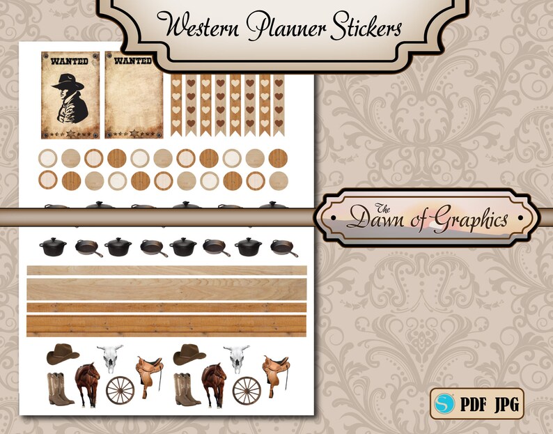Western Cowboy Cowgirl Happy Planner Classic Printable Stickers Kit for ...