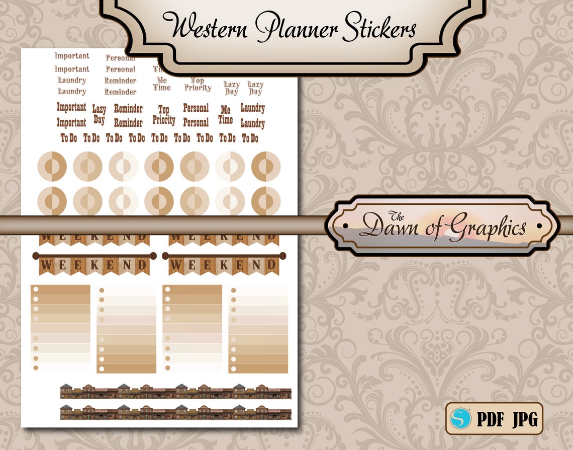 Western Cowboy Cowgirl Happy Planner Classic Printable Stickers Kit for ...