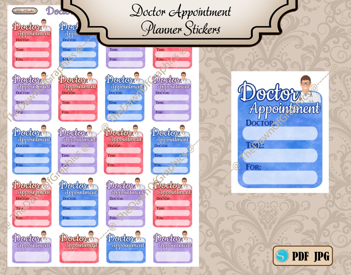 Printable Digital Doctor Appointment Planner Stickers for Bullet ...