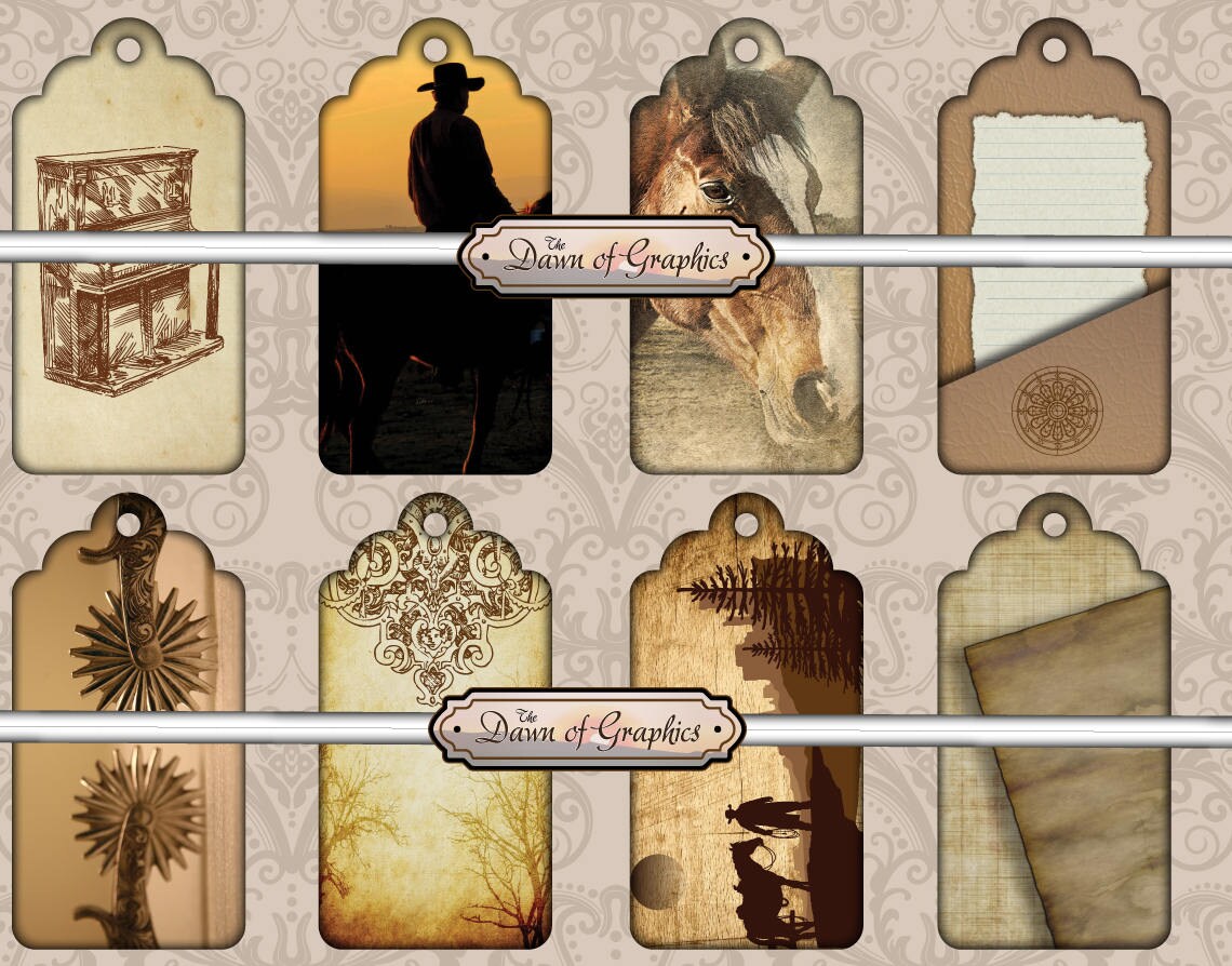 Cowboy Western Journal Tags Printable Tags-scrapbooking Tags Junk ...