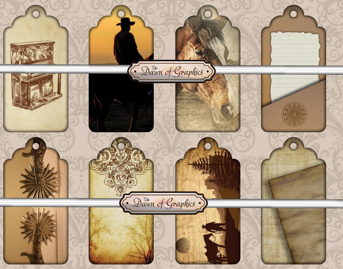 Cowboy Western Journal Tags- Printable Tags-scrapbooking Tags- Junk ...