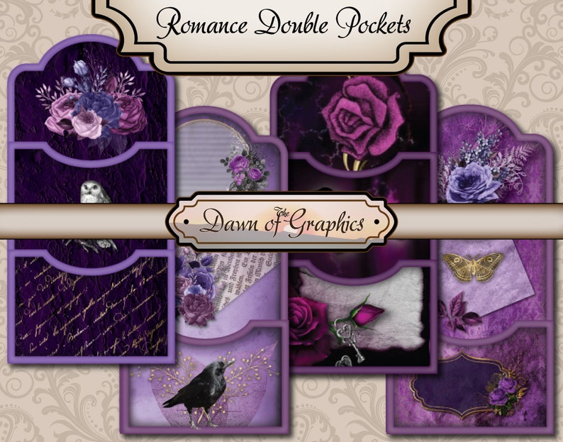 Printable Gothic Romance Double Pocket Envelopes for Junk Journals ...