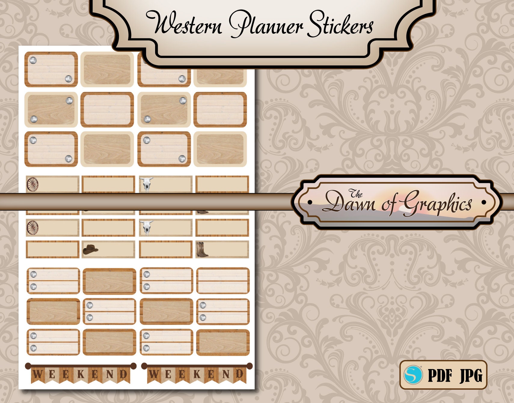 Western Cowboy Cowgirl Happy Planner Classic Printable Stickers Kit for ...