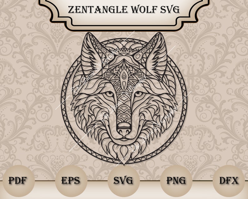 Zentangle Wolf SVG Mandala Wolf SVG Silhouette Wolf SVG - Etsy