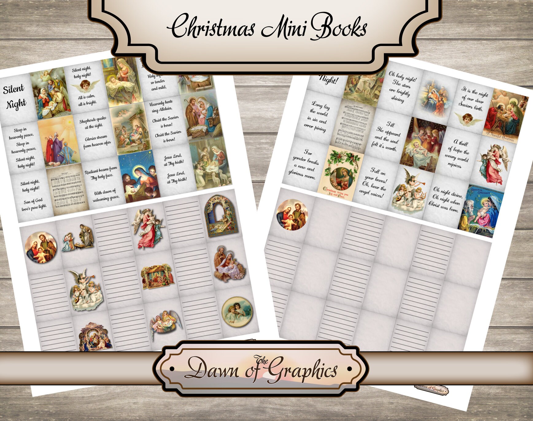 Vintage Christmas Nativity, Mini Book, Silent Night, Songs, Scrapbook ...