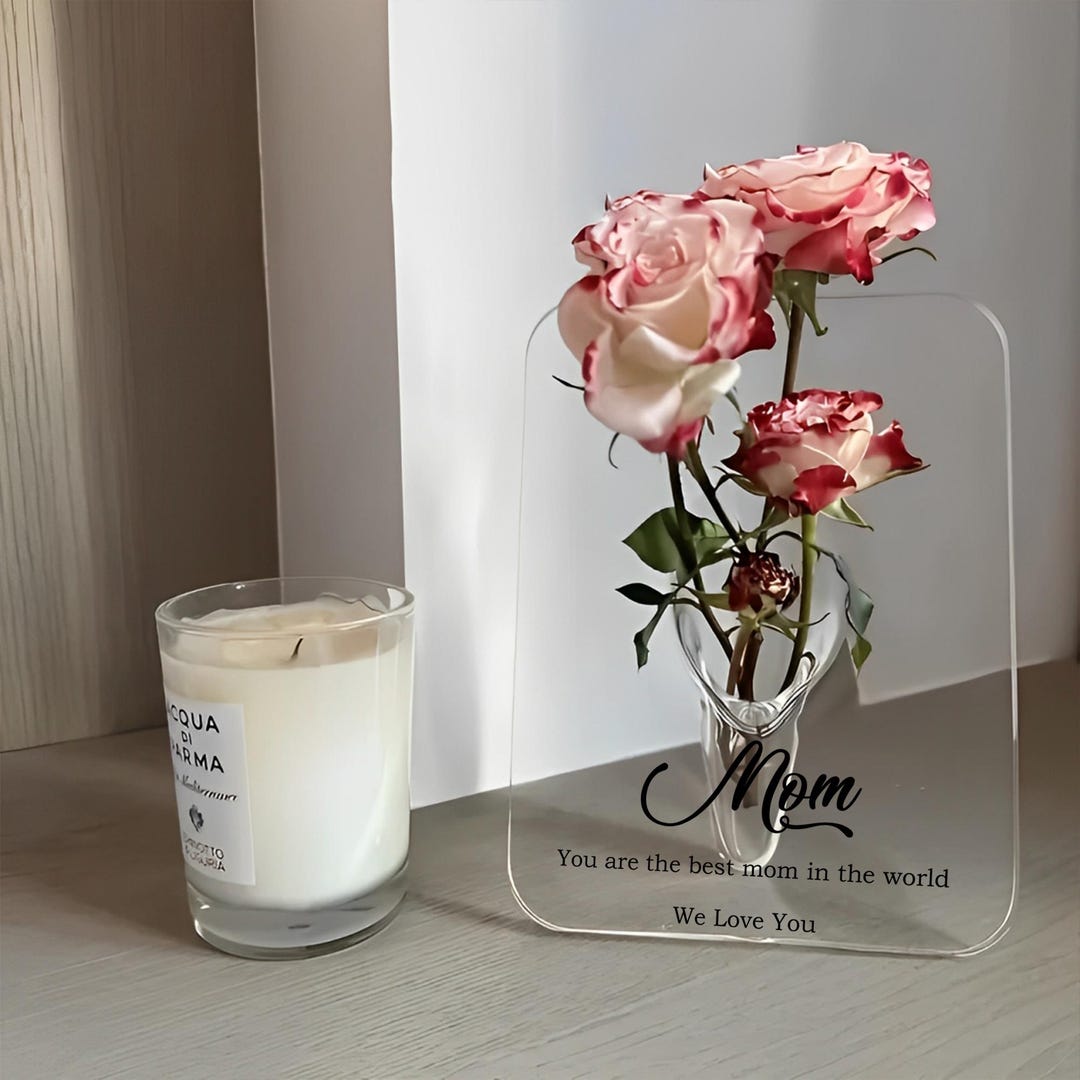 Best Mom in the World Acrylic Flower Vase, Best Mom Flower Vase ...