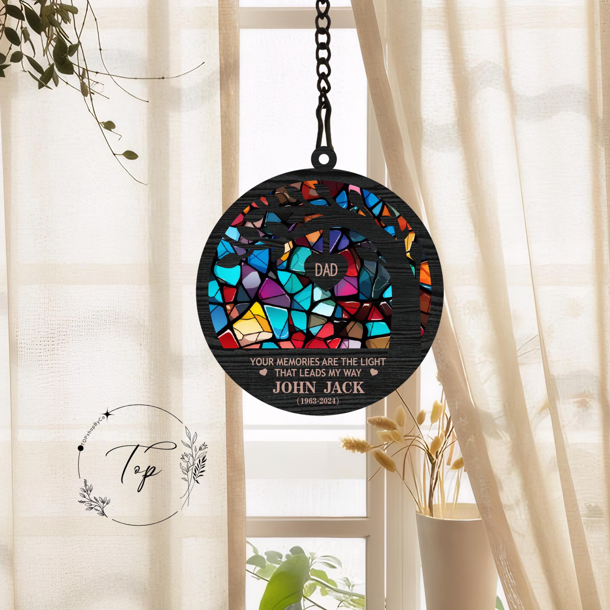 Personalized Memorial Suncatcher,custom Suncatcher,loss of Dad,father ...
