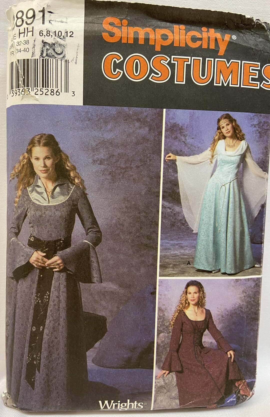 Simplicity 9891 Costume Pattern: Medieval Renaissance Gown, Sizes 6-12 ...