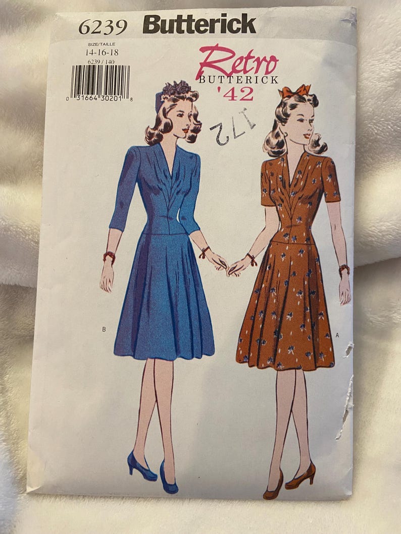 Butterick 6239 Retro '42 Vintage Pattern FF Uncut - Etsy