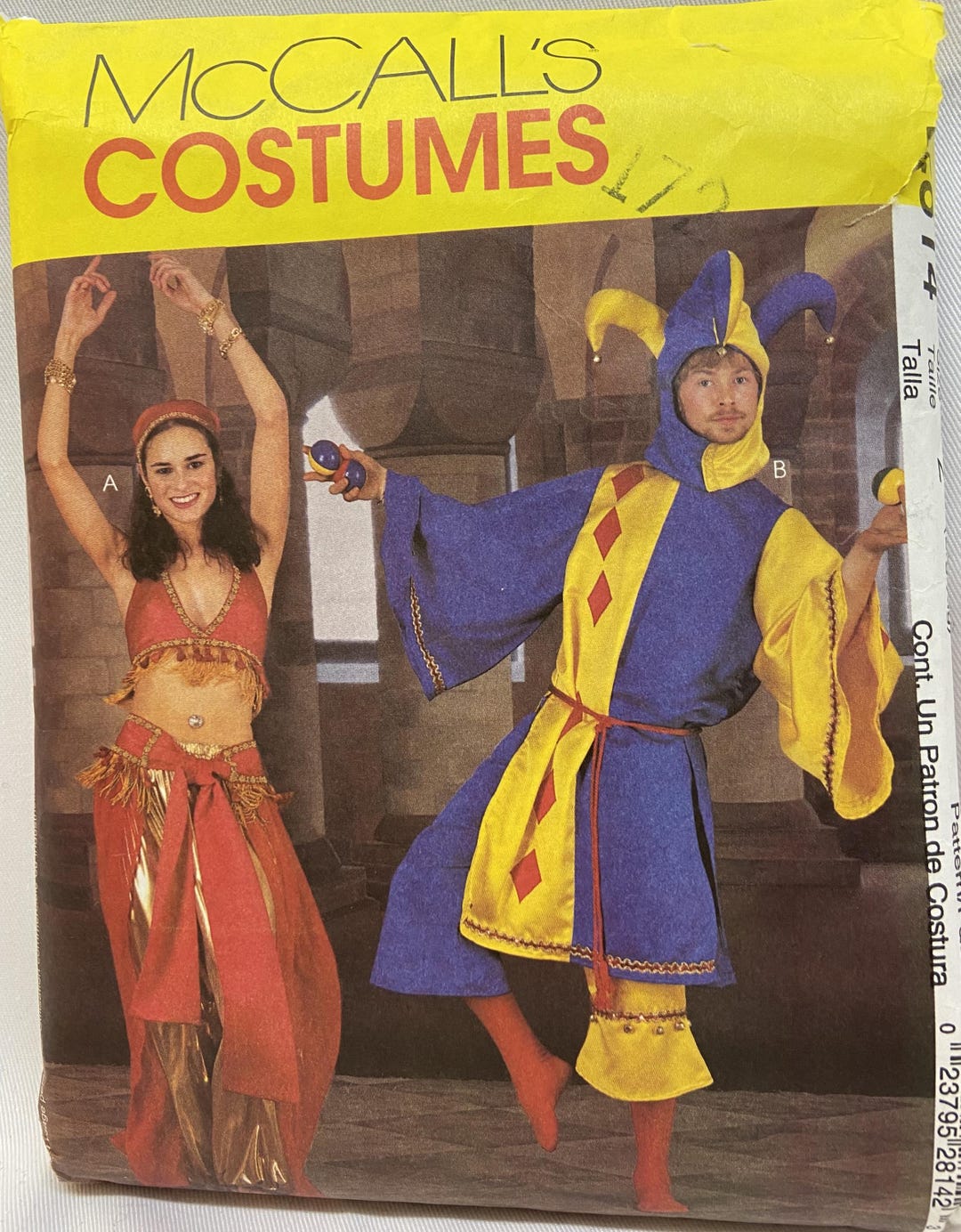 Mccalls 2814 Costume Belly Dancer Jester Sewing Pattern Vintage Size LG ...