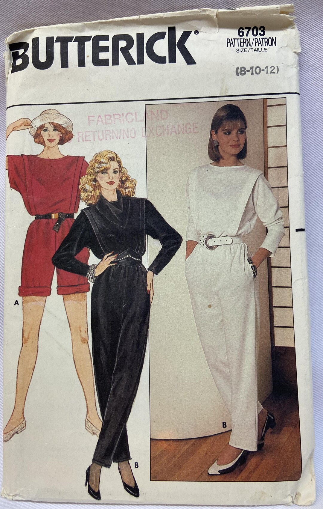 Extremely Rare Pattern Butterick 6703 Vintage Mis 1980 Tapered Jumpsuit ...