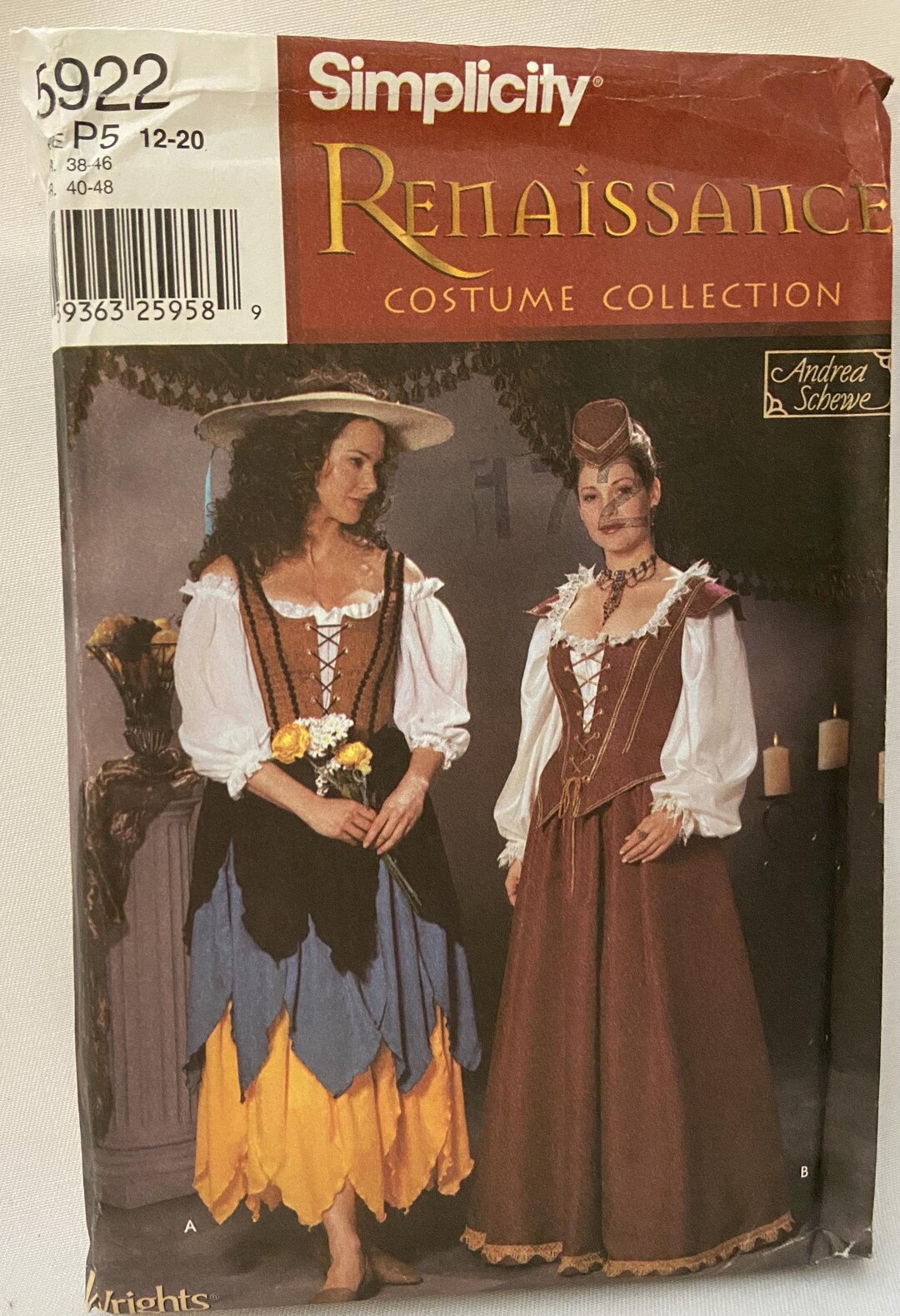 Modèle de costume Renaissance non coupé Simplicity 5922, Andrea Schewe ...