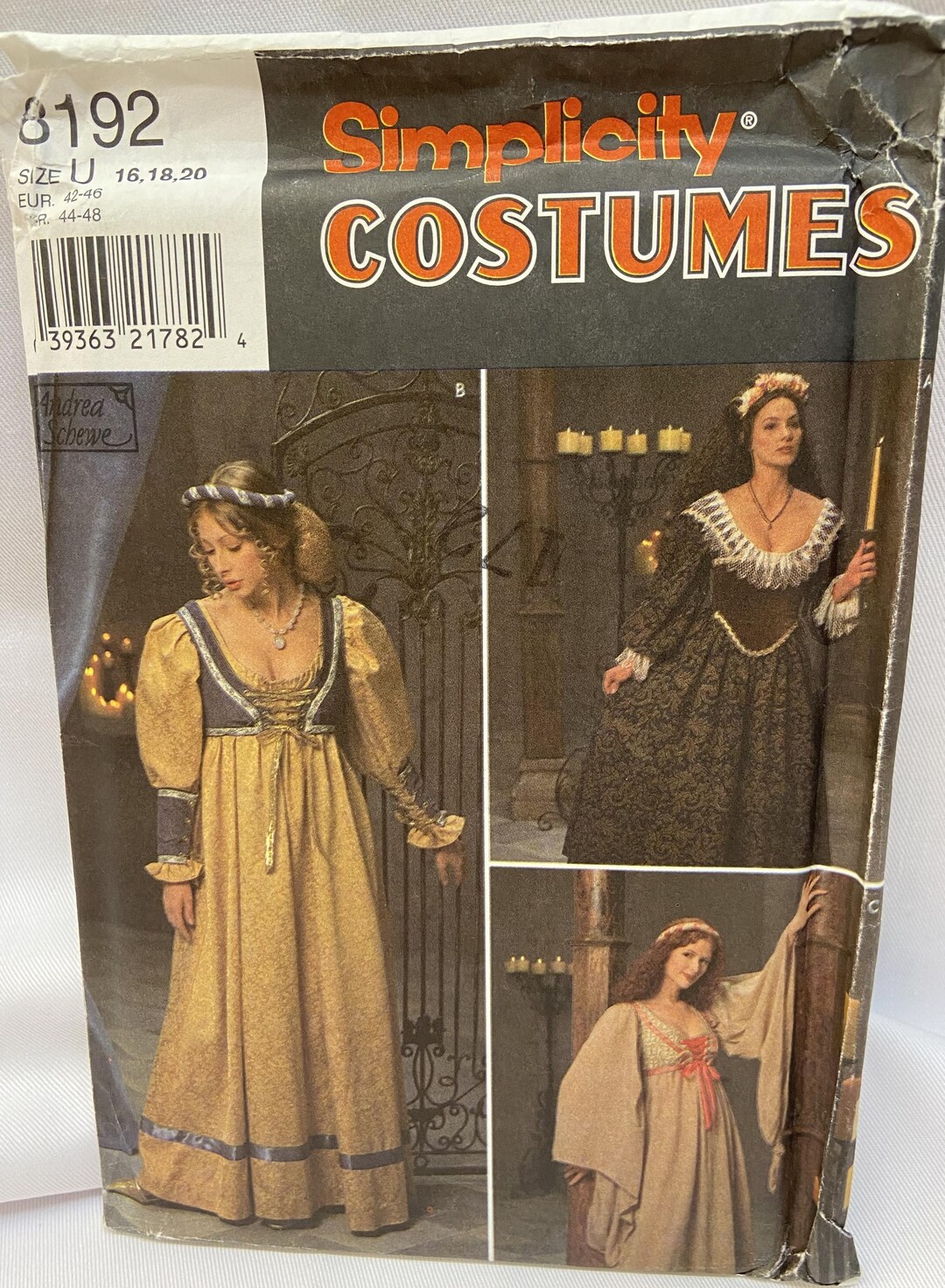 Simplicity 8192 Renaissance Dress Costumes Pattern Size 16,18,20 Plus ...