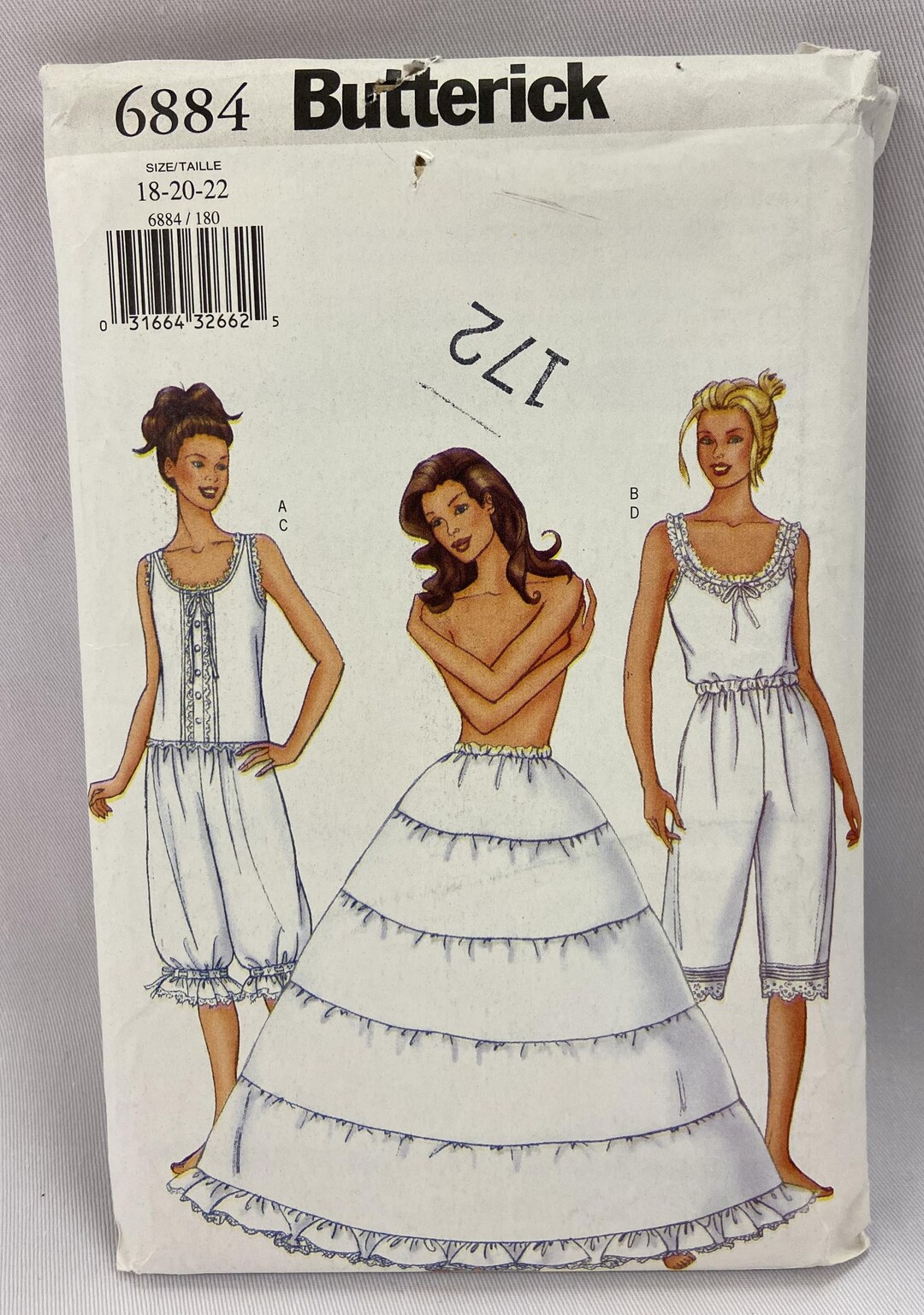 Uncut Vintage Butterick Sewing Pattern 6884, Camisole,pantaloons, Hoop ...