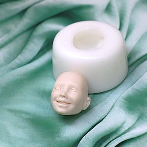 Smiling Female Face Silicone Mold for Miniature Clay Dolls, 3D Artistic ...