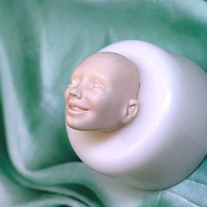 Smiling Female Face Silicone Mold for Miniature Clay Dolls, 3D Artistic ...