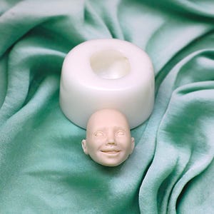 Smiling Female Face Silicone Mold for Miniature Clay Dolls, 3D Artistic ...
