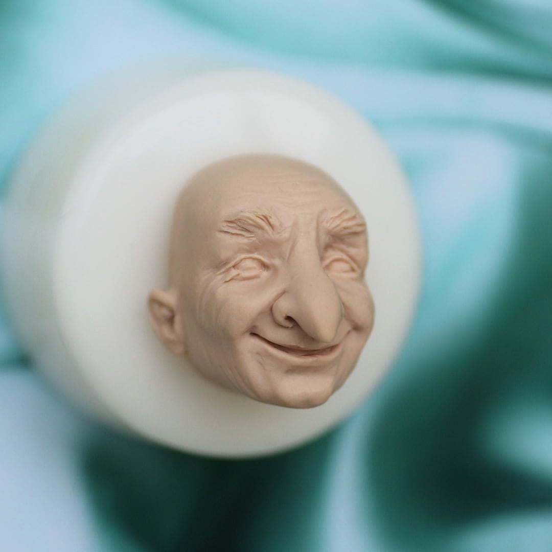 Old Woman Face Silicone Mold for Clay, 3D Aged Female Face Mold for ...