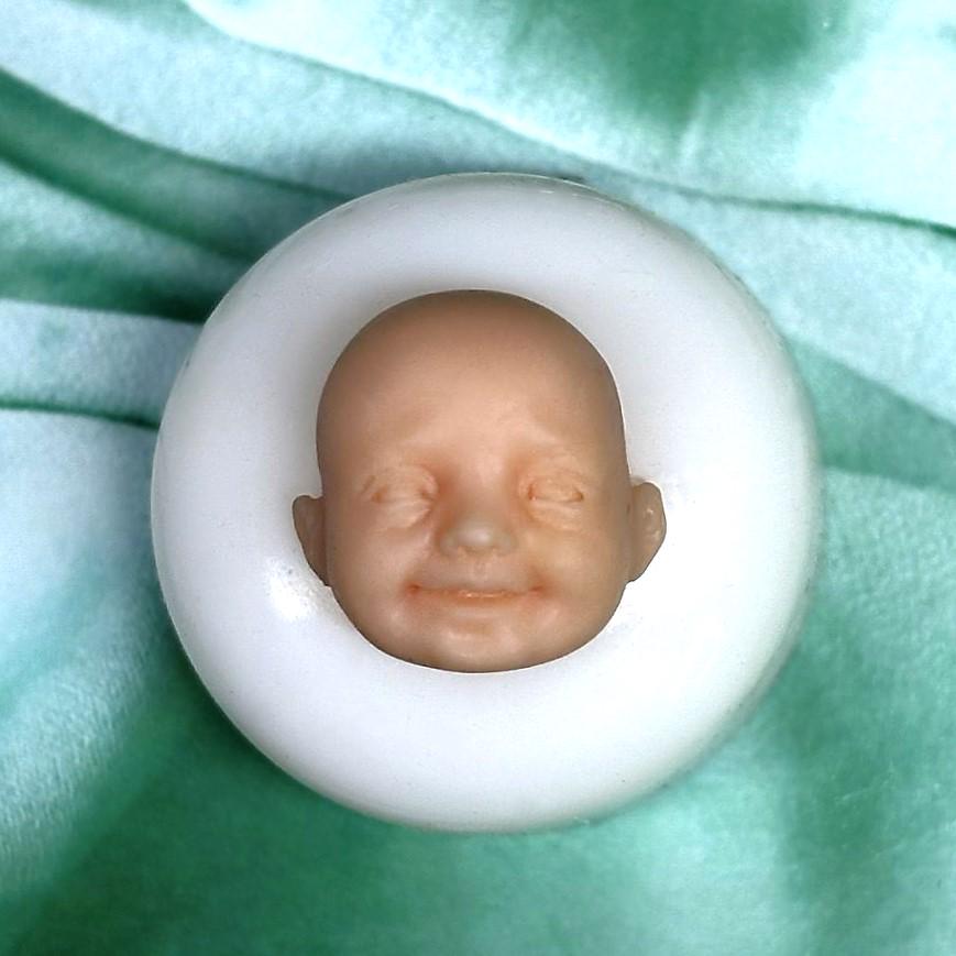 Smiling Baby Face Silicone Mold for Doll Making, Sculpted Happy Child ...