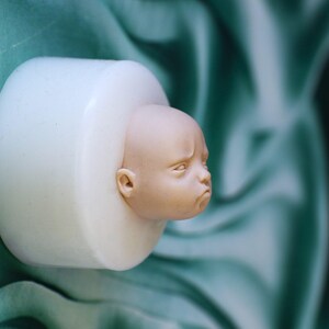 Upset Baby Face Silicone Mold, Character Mould for Clay, Doll Head Mold ...