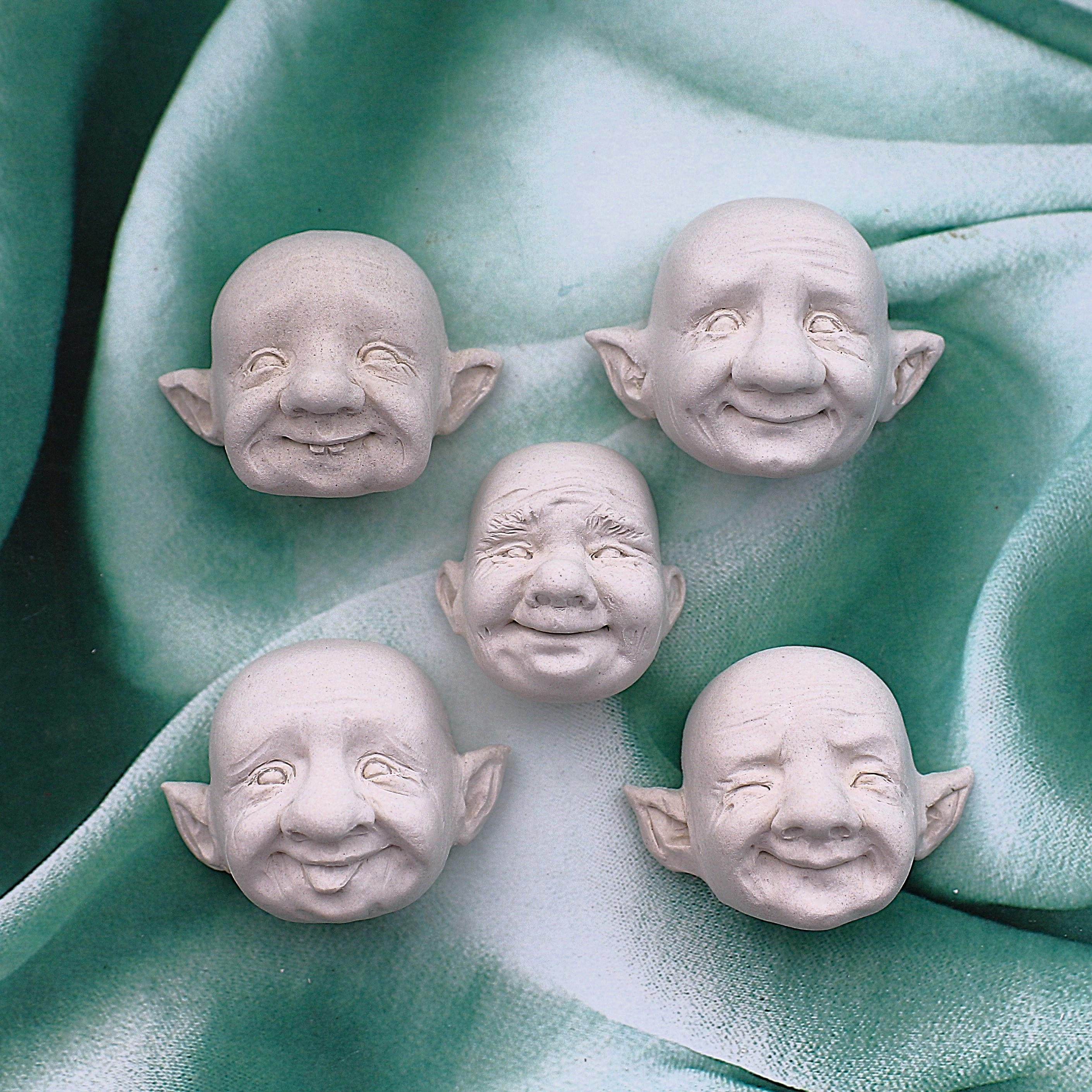 Set of 5 Gnome Faces – Ready-made High-quality Plaster Casts. Set No.4 ...