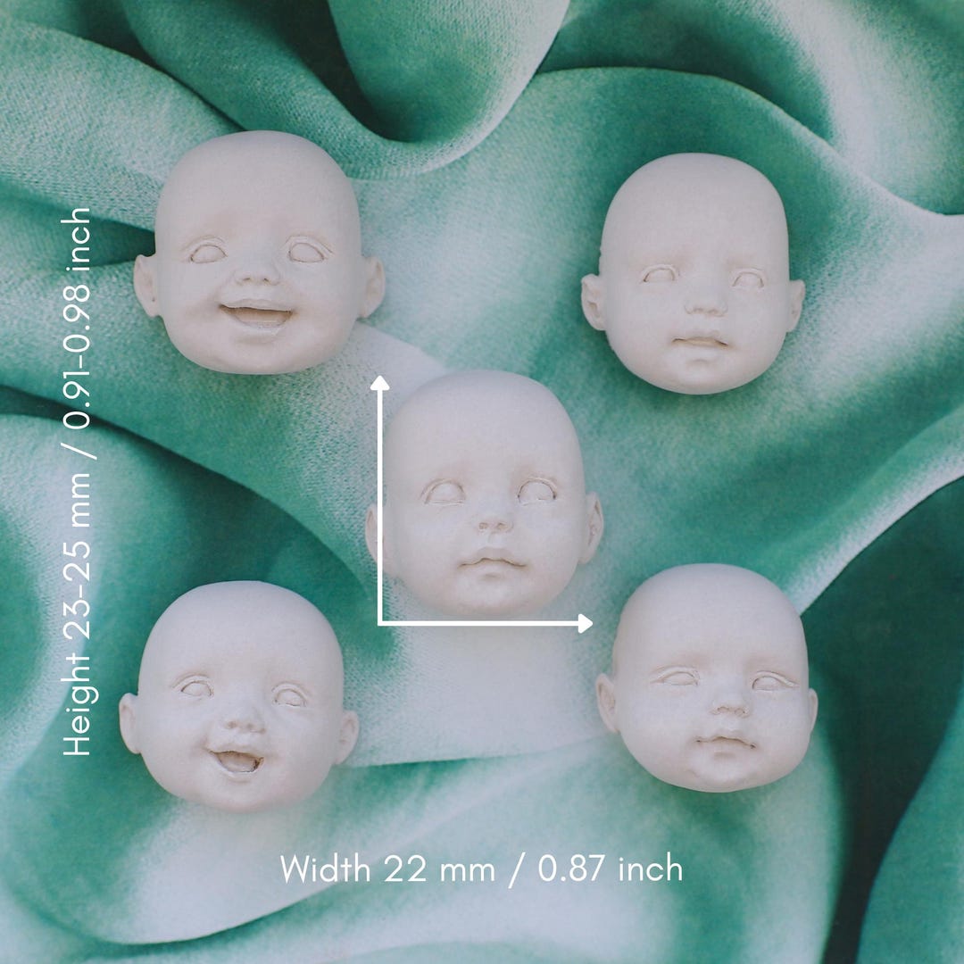Set of 5 High-quality Miniature Doll Head – Tiny Baby Doll Face ...