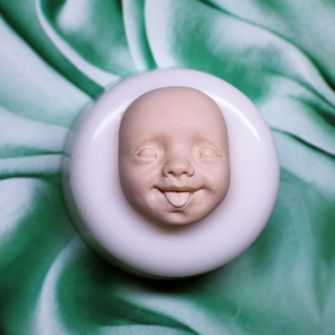 Baby Face Mold Sticking Out Tongue, 3D Silicone Mould for Doll Making ...