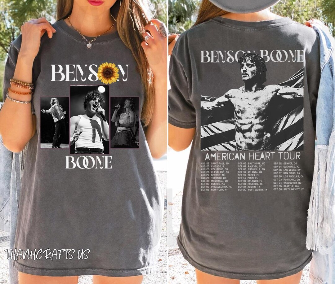 Vintage Benson Boone Tshirt, Benson Boone Merch, America Heart Tour ...