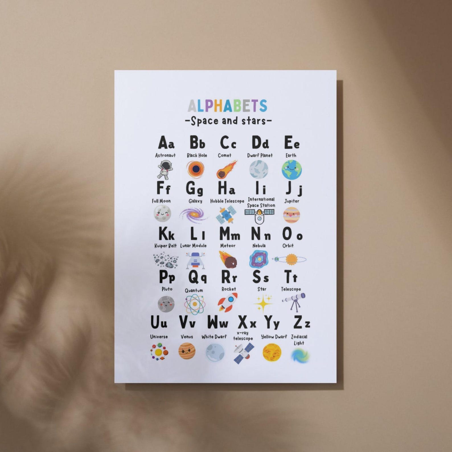 Printable ABC Space and Stars Poster – Fun & Educational Alphabet Chart ...
