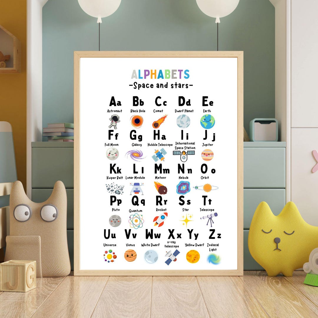Printable ABC Space and Stars Poster – Fun & Educational Alphabet Chart ...
