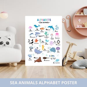 Sea Animals Alphabet Poster – Printable – Educational Sea Life Wall Art ...