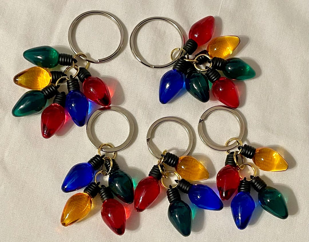 Christmas Key Ring, Secret Santa Gift, Christmas Light Bulb Key Chain ...
