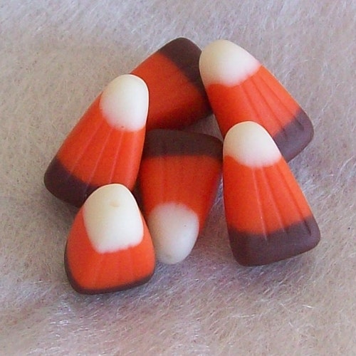 Candy Corn Polymer Clay Halloween Beads Handmade - Etsy