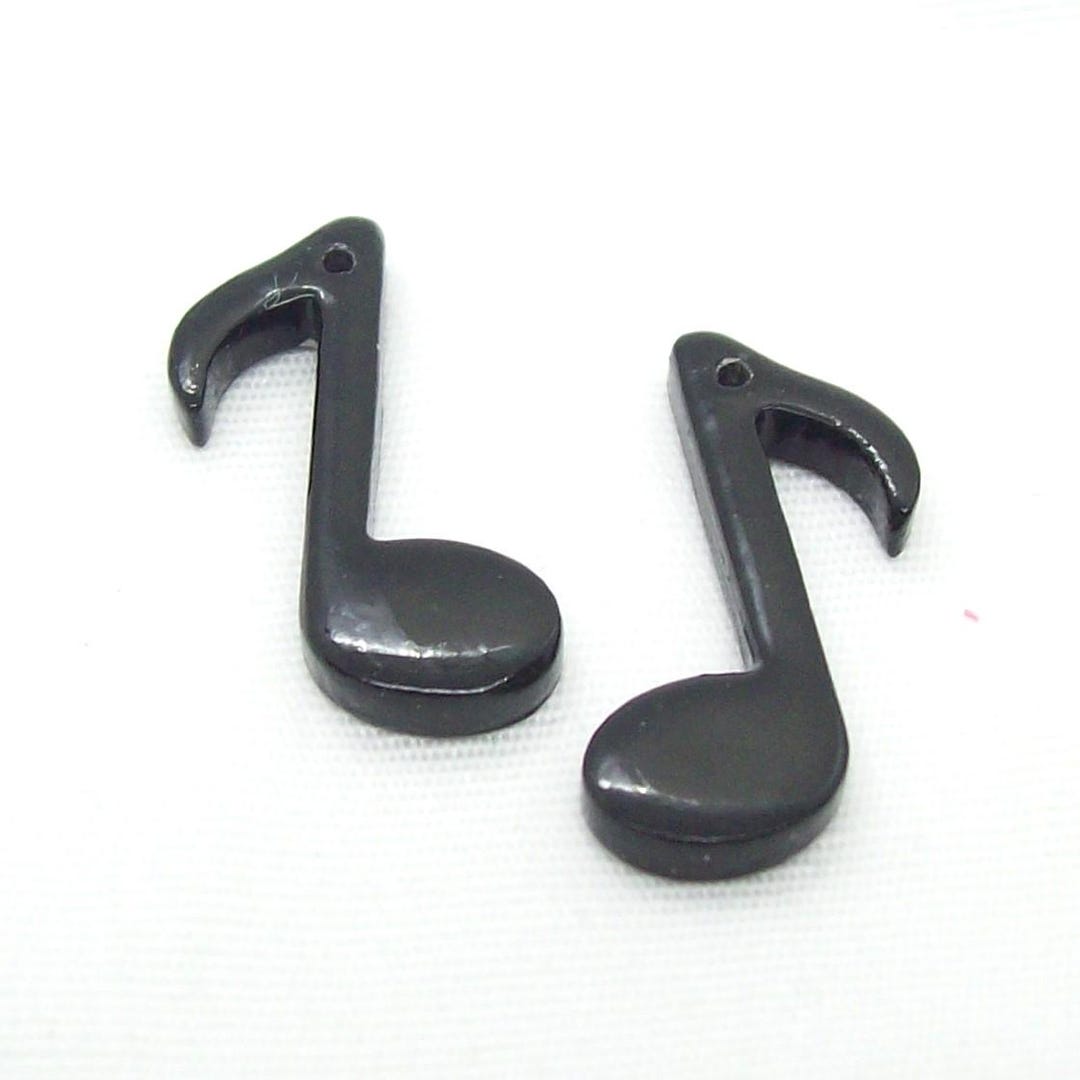 Handcrafted Musical Note Charm Bead: Black Polymer Clay Jewelry - Etsy