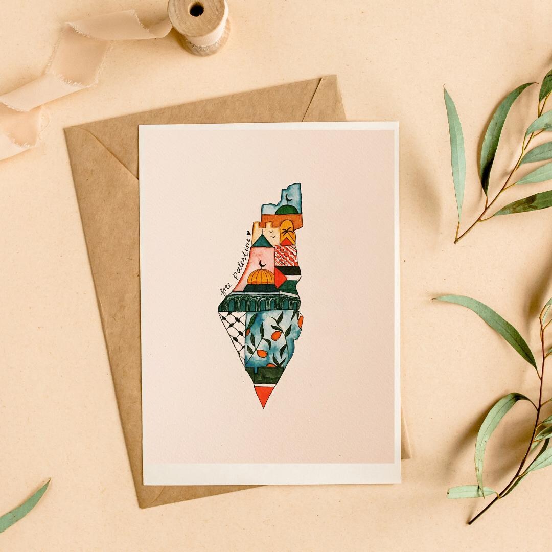 Palestine Map Postcard - Etsy