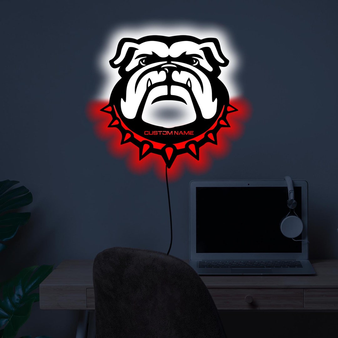 Led Lighted Bulldog Wall Art Sign, Personalized Bulldog Neon Sign, Man ...