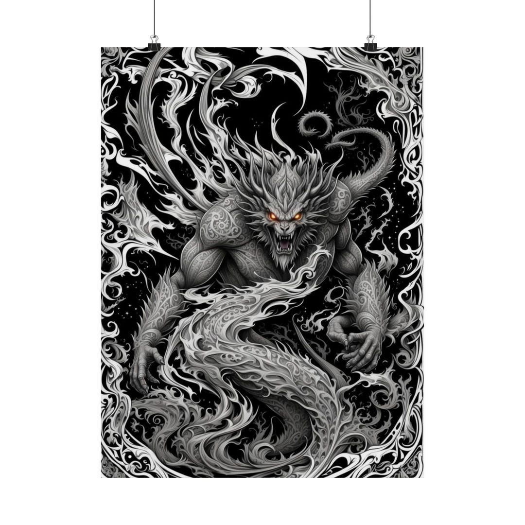 Unleashed Fury: Mythical Beast Poster Dark Fantasy Art Print Wall Decor ...