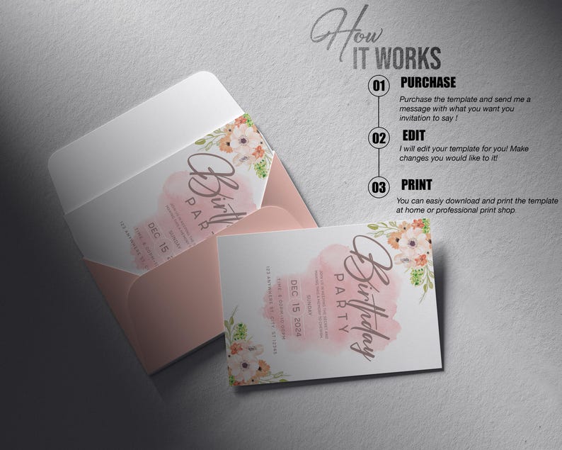 Modern Birthday Invitation Floral Adult Birthday Invitation - Etsy